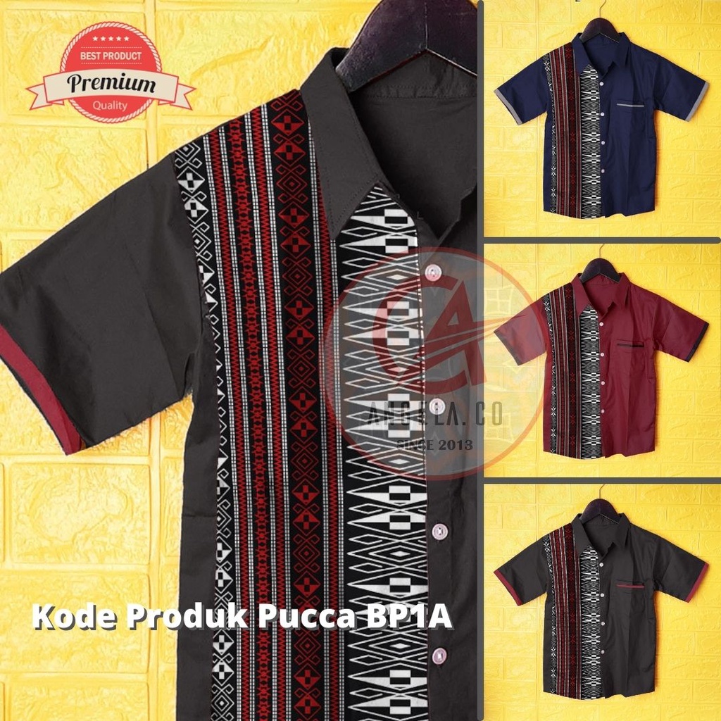 Jual Angelaco | Batik Batak Lengan Pendek | Batik Anak Premium Etnik Motif Ulos Pucca BP1 ...