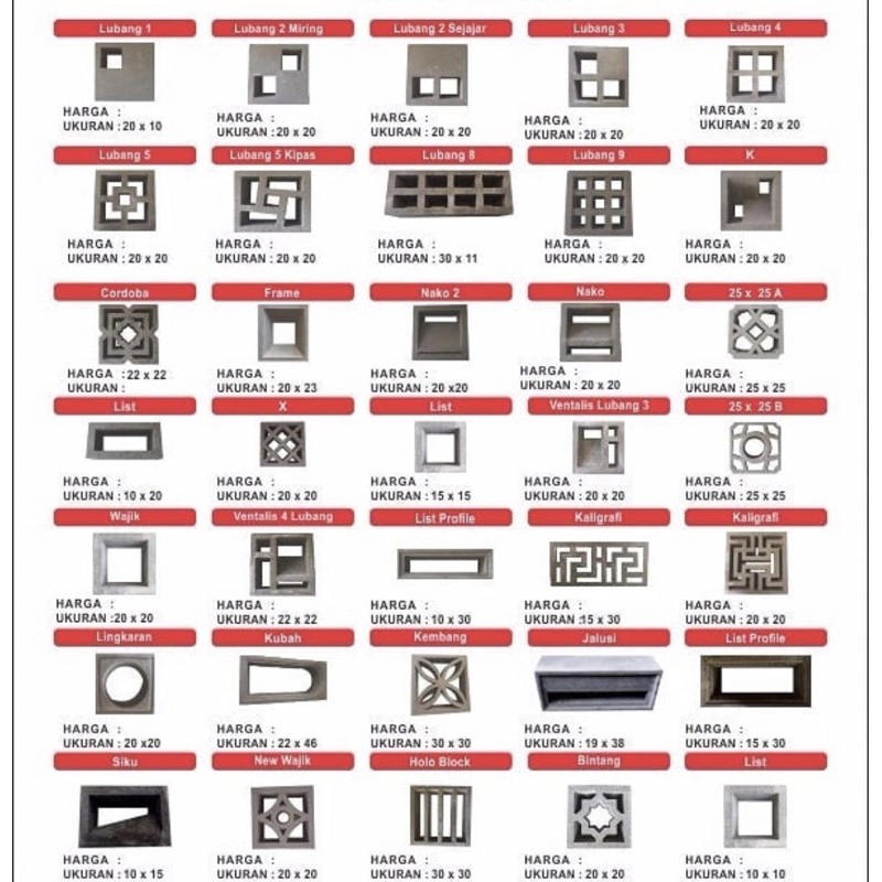 Jual loster / roster / tipe minimalis 20x20 tebal 10cm Indonesia|Shopee ...
