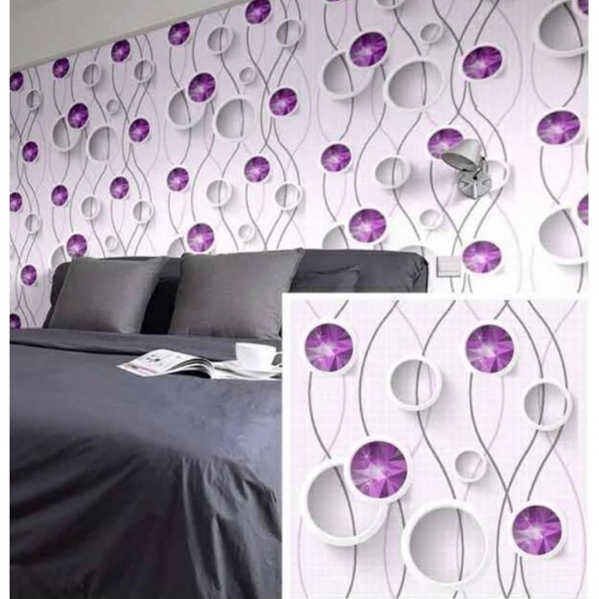 Jual WALLPAPER DINDING MOTIF POLKADOT 3D DIAMOND UNGU 45 cm x 10 M | Shopee Indonesia