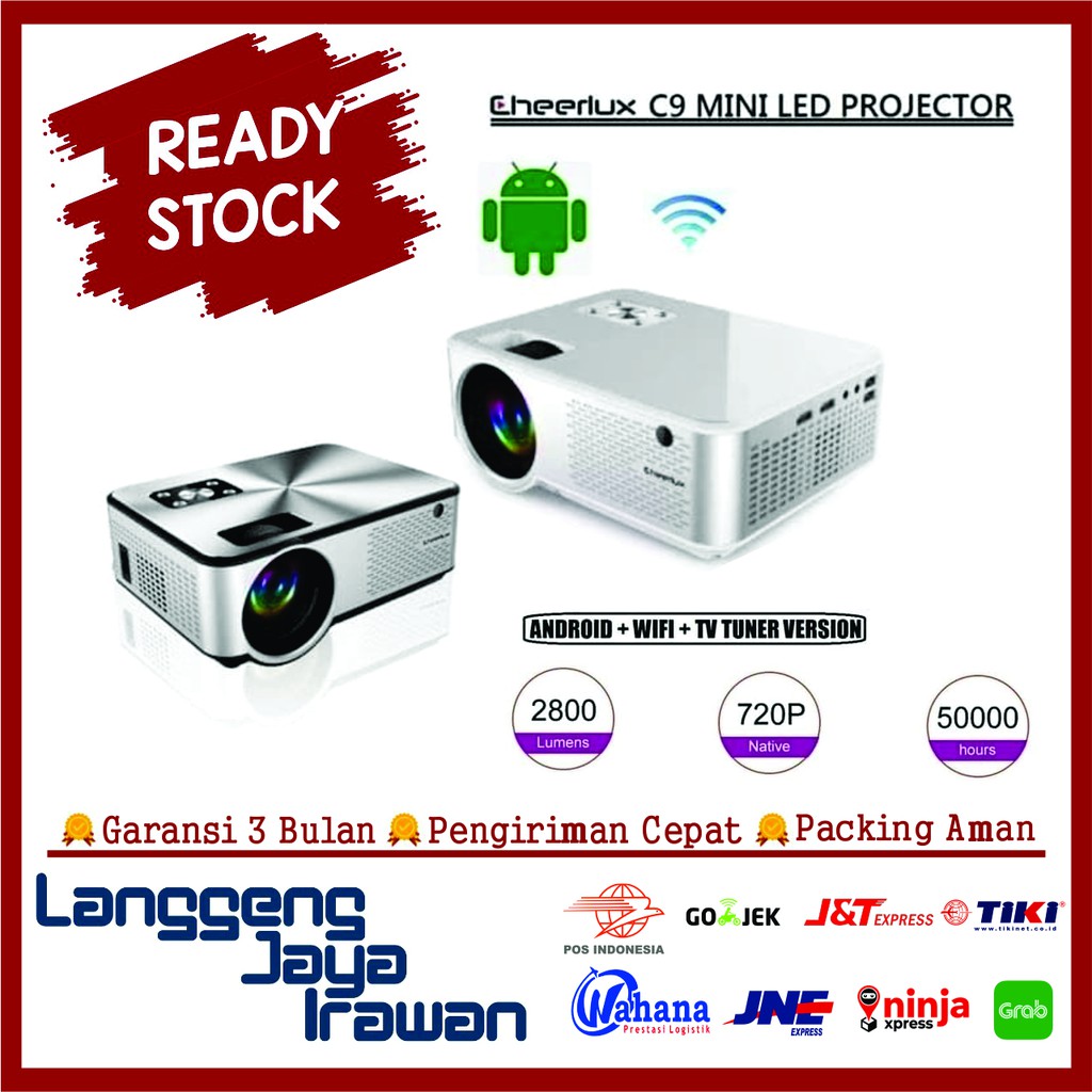Jual CHEERLUX C9 ANDROID WIFI LED SMART PROJECTOR 2800 LUMENS Tuner TV ...