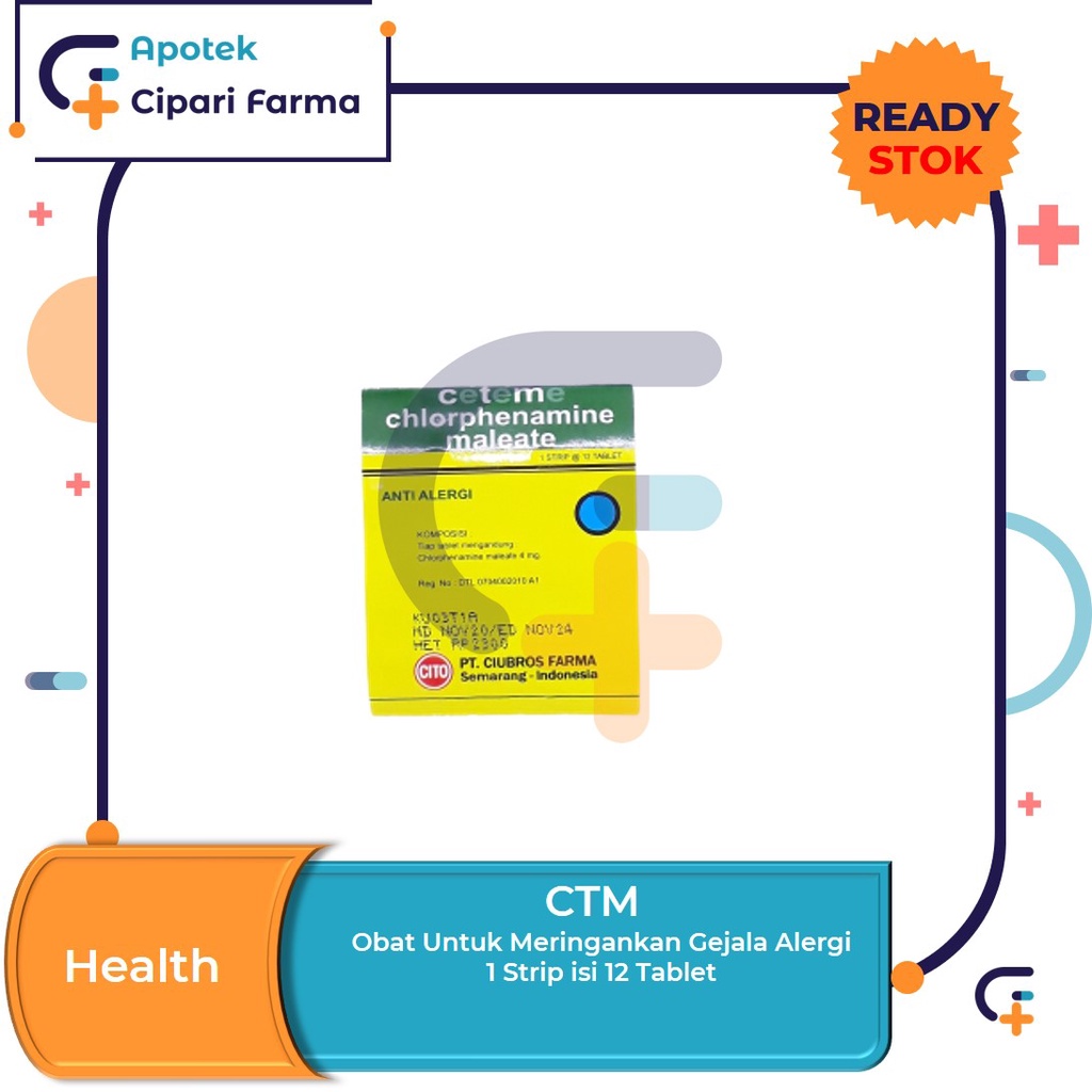 Jual CTM Obat Alergi | Gatal | Dermatitis | Biduran 1 Strip isi 12 ...