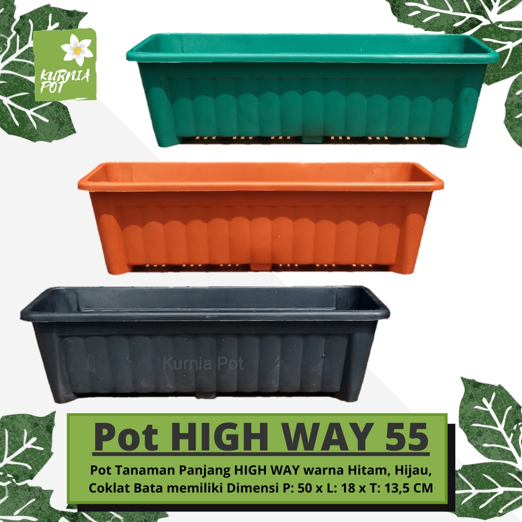 Jual Pot Panjang Tanaman Bunga HIGH WAY 55 Hitam Hijau Cokelat Bata ...