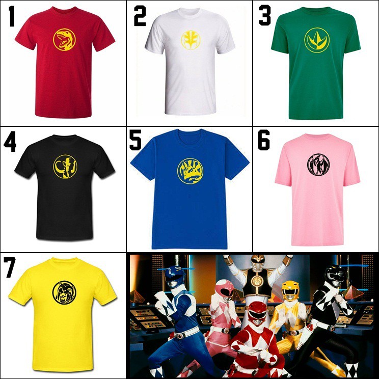 Jual KAOS SHIRT POWER RANGERS RANGER MERAH BIRU HITAM PUTIH COMBED ...