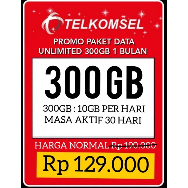 Jual PAKET DATA TELKOMSEL UNLIMITED KUOTA 300GB FULL 24 JAM TANPA ...