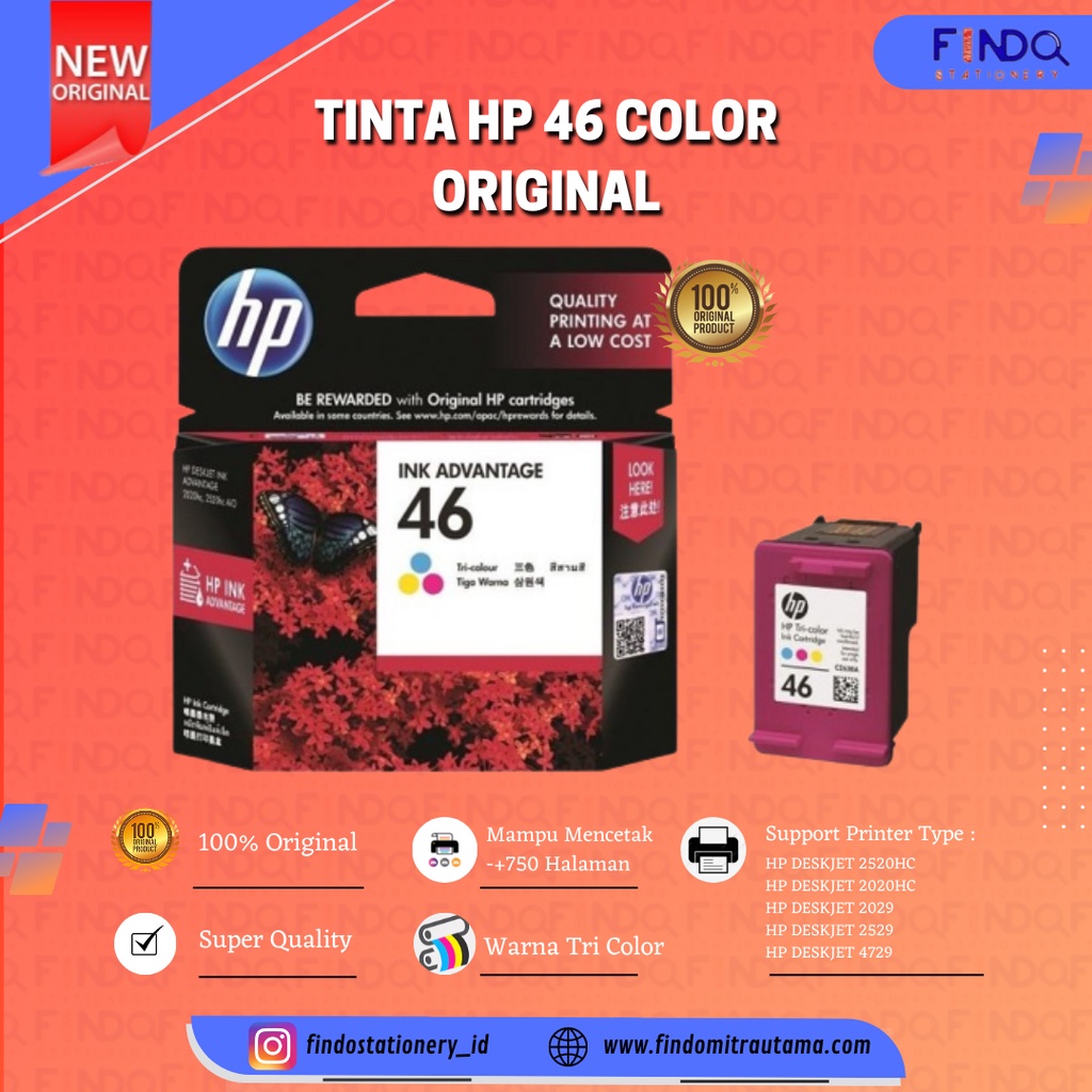 Jual CARTRIDGE HP 46 COLOR - ORIGINAL | Shopee Indonesia