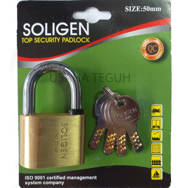Jual Gembok Soligen 50mm Pendek kuningan Computer Key | Shopee Indonesia