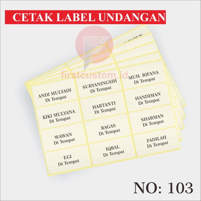 Jual Cetak label undangan / print label nama / print label undangan ...