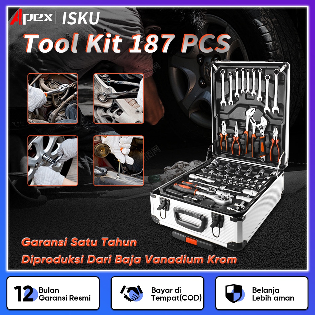 Jual Tool Kit Set 187 PCS Perkakas Bengkel/Tool box set/Perkakas ...