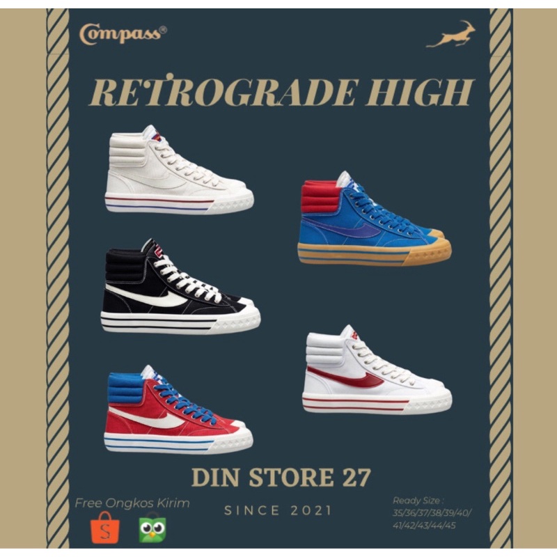 Jual Sepatu Compass Retrograde High ORIGINAL 100% (White Red, Black ...