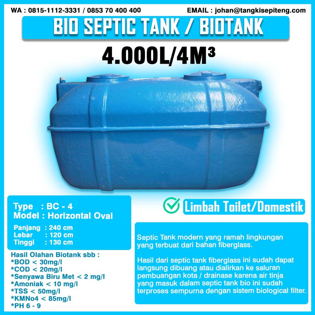 Jual Biotank 4m3 day 4000 Liter 4 M3 Septic Tank Bio Bio Septic