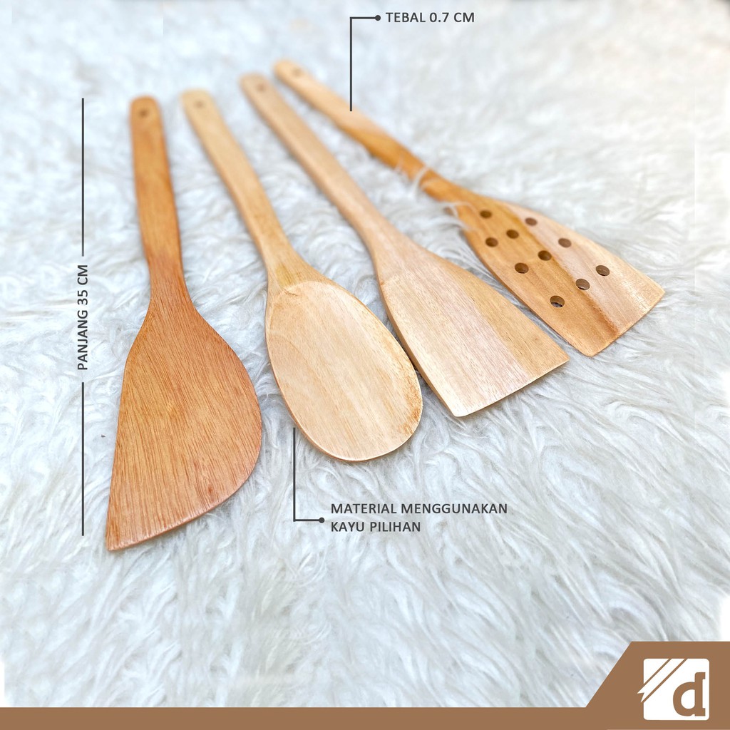 Jual Dadalala Mahogany Wood Spatula Set [Sutil/ Solet/ Sendok Sayur ...