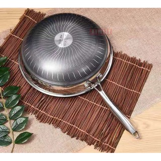 Jual Wajan Penggorengan Stainless Steel 304 Anti Gores Anti Lengket wokpan 32cm Premium ...