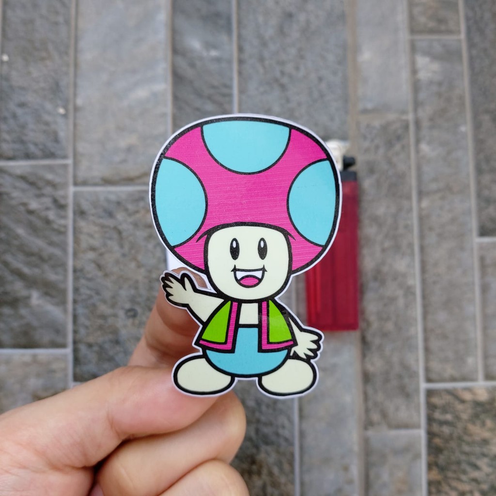 Jual Stiker Vinyl Karakter Jamur Mushroom Mario Kartun Motor Helm ...