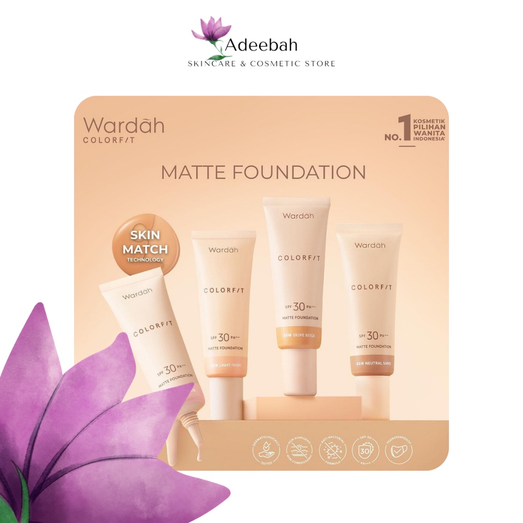 Jual Wardah Colorfit Matte Foundation SPF 30 PA+++ 25mL Indonesia ...