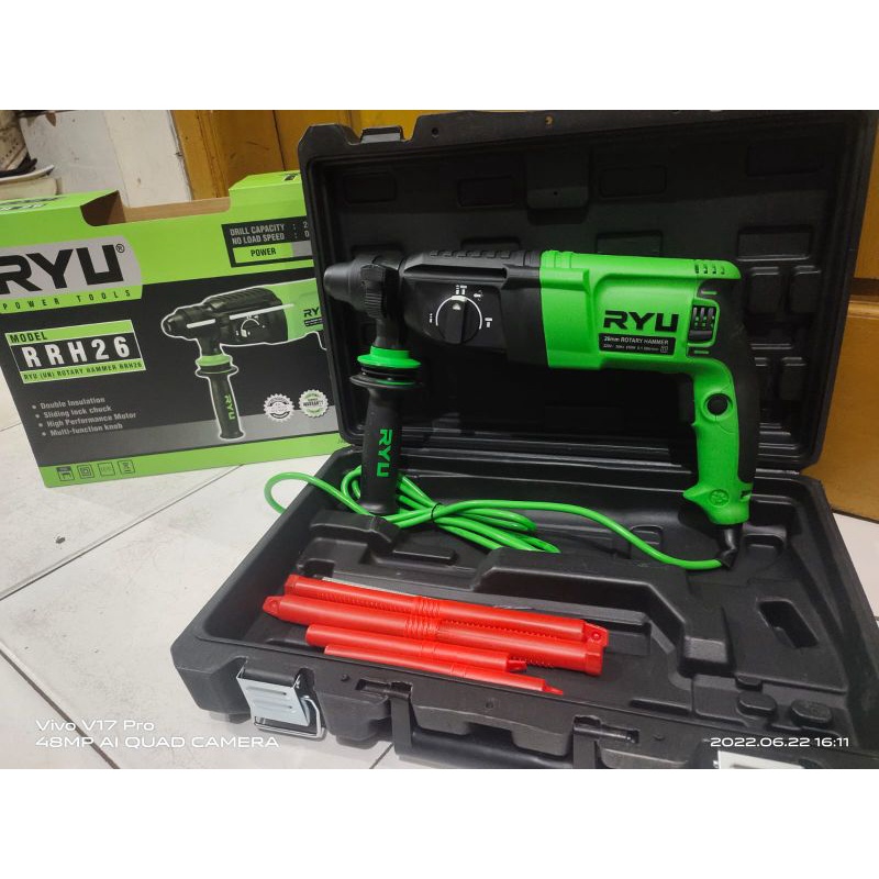 Jual MESIN BOR BETON BOBOK SDS PLUS RYU/ ROTARY HAMMER RYU RRH26 hammer 3 fungsi | Shopee Indonesia