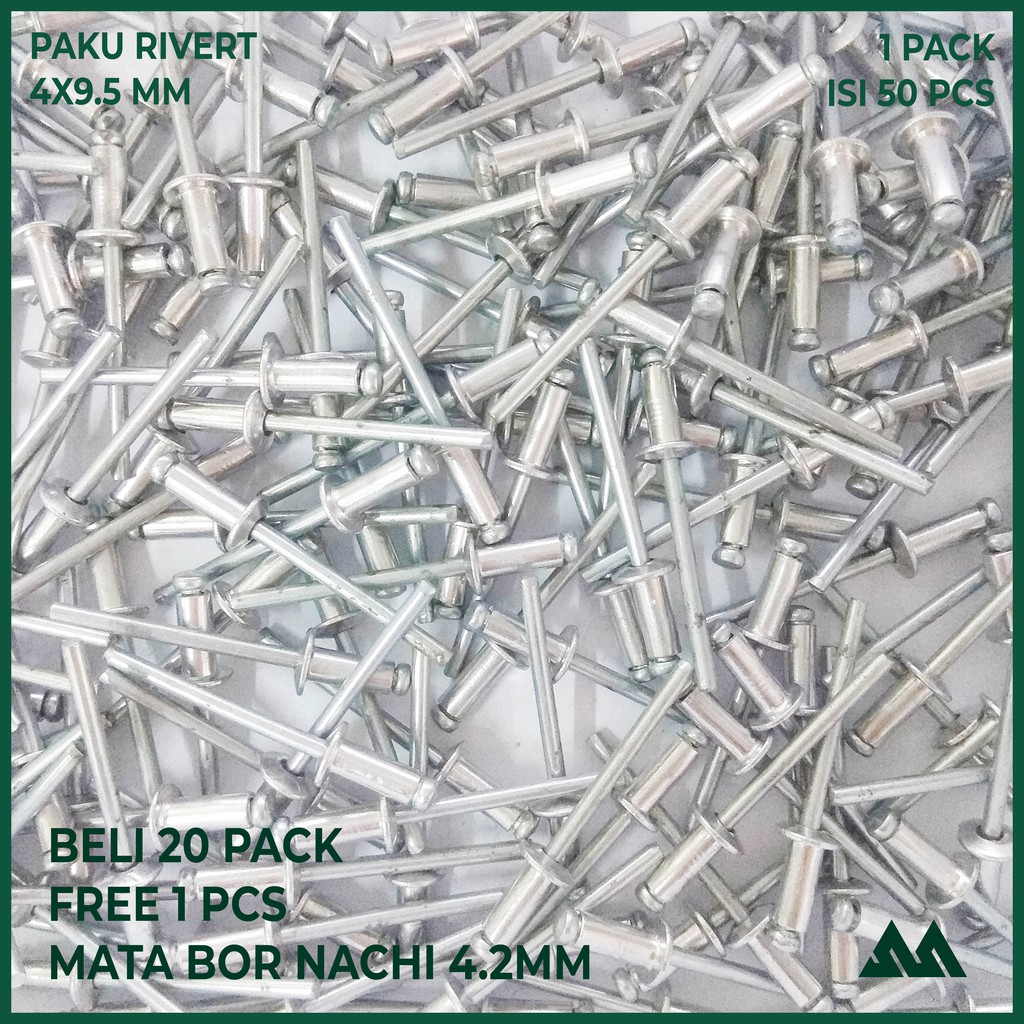 Jual Paku Rivet Ukuran 4x9.5 mm / 50 Pcs / SIP Brand | Shopee Indonesia