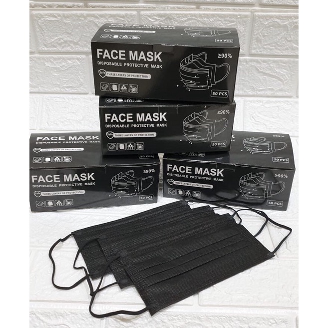 Jual Masker Hitam isi 50pcs | Masker Earloop 3PLY Hitam | Masker Cantol ... Jual Masker Hitam isi 50pcs | Masker Earloop 3PLY Hitam | Masker Cantol ...