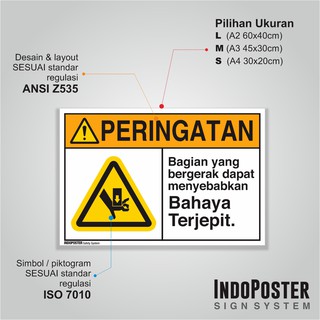 Jual Stiker Safety Sign Rambu K3 ANSI Bahaya Terjepit Bagian Yang ...