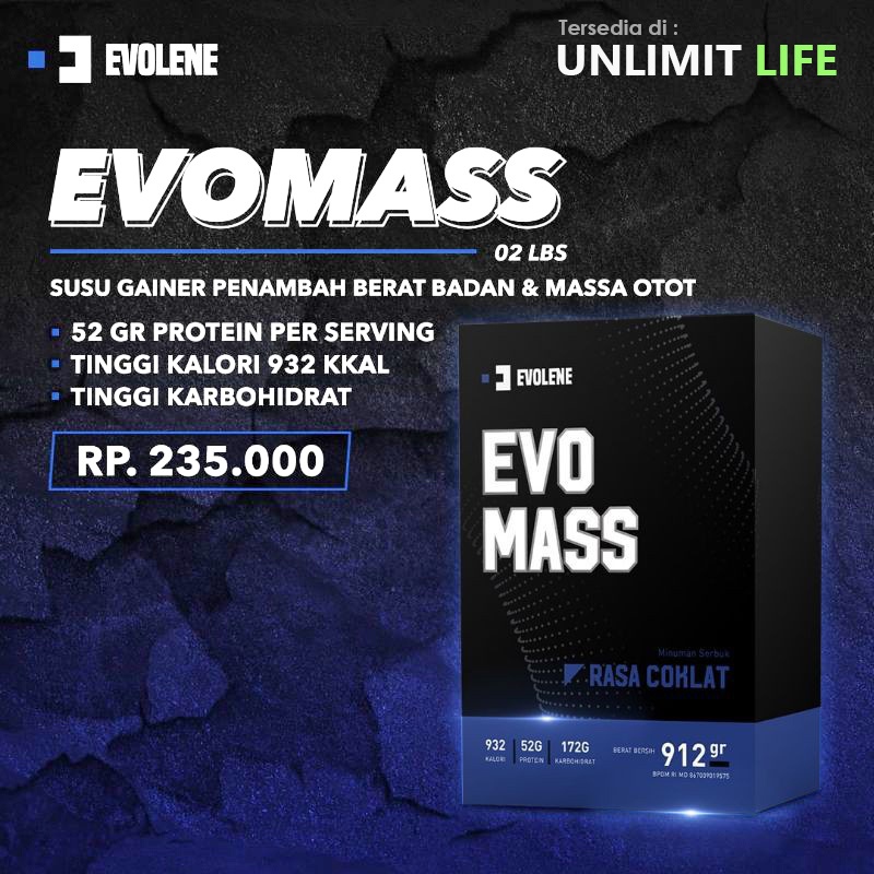 Jual EVOLENE Evomass Evo Mass Evomas 912 Gram Gr 912gram 912gr 2lbs 2 lbs Susu Gainer Suplemen ...