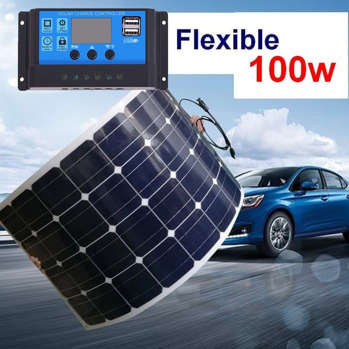 Jual Panel Surya Fleksibel 100W Portable Plus SCC Solar Panel | Shopee ...