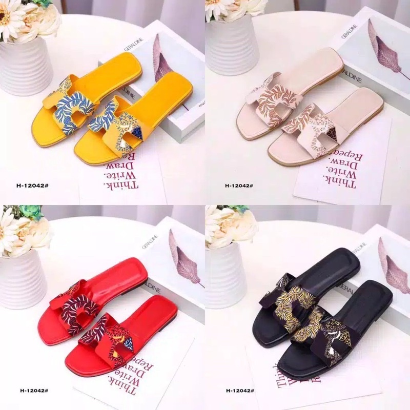 Jual Sendal sendal flat flip flop SLIP ON WANITA CEWEK SENDAL BATIK ...