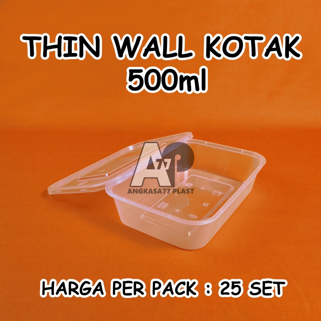 Jual Thinwall Persegi Panjang 500ml Food Container Kotak Makan 500 Ml