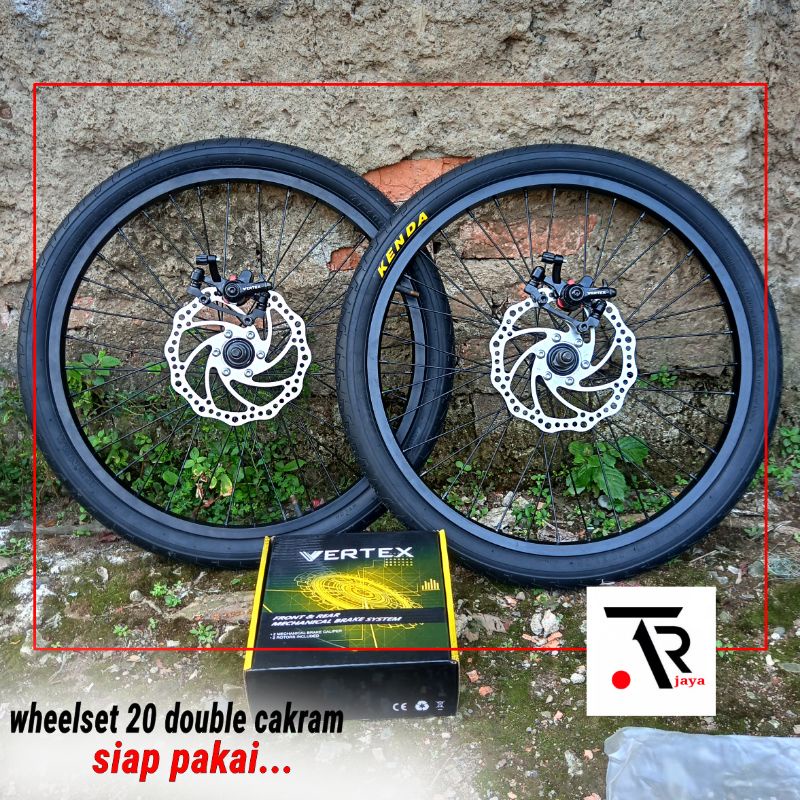 Jual Roda sepeda 20in / roda 20 x 1.75 set berikut cakram depan ...