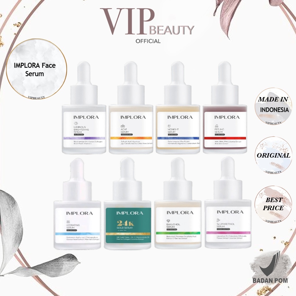 Jual IMPLORA Face Serum 20ml - Acne | Brightening | Peeling | Midnight ...
