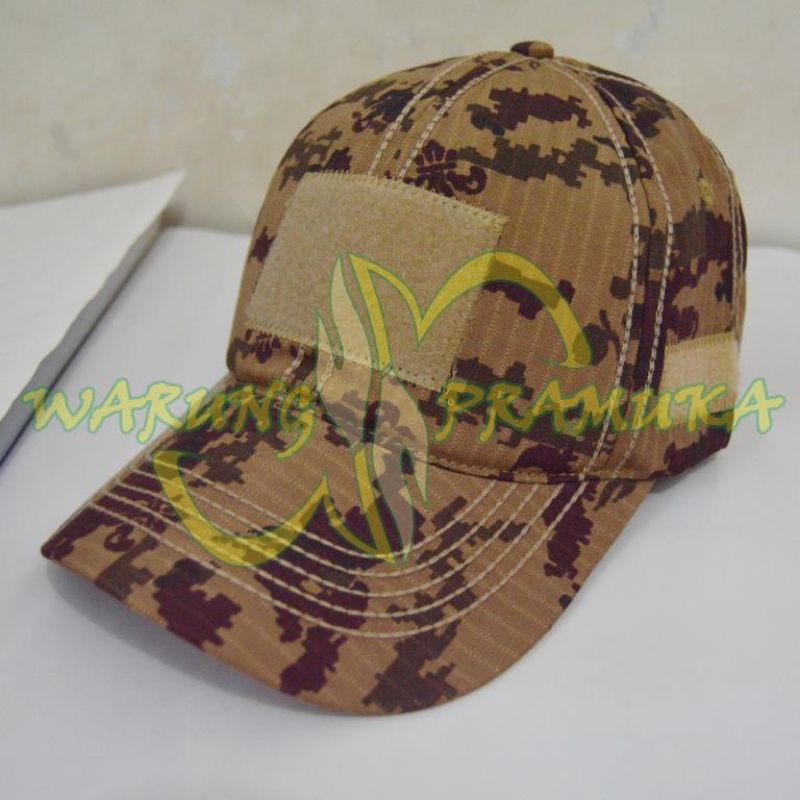 Jual topi pet lapangan velcro tactical scout pramuka loreng hitam krem ...