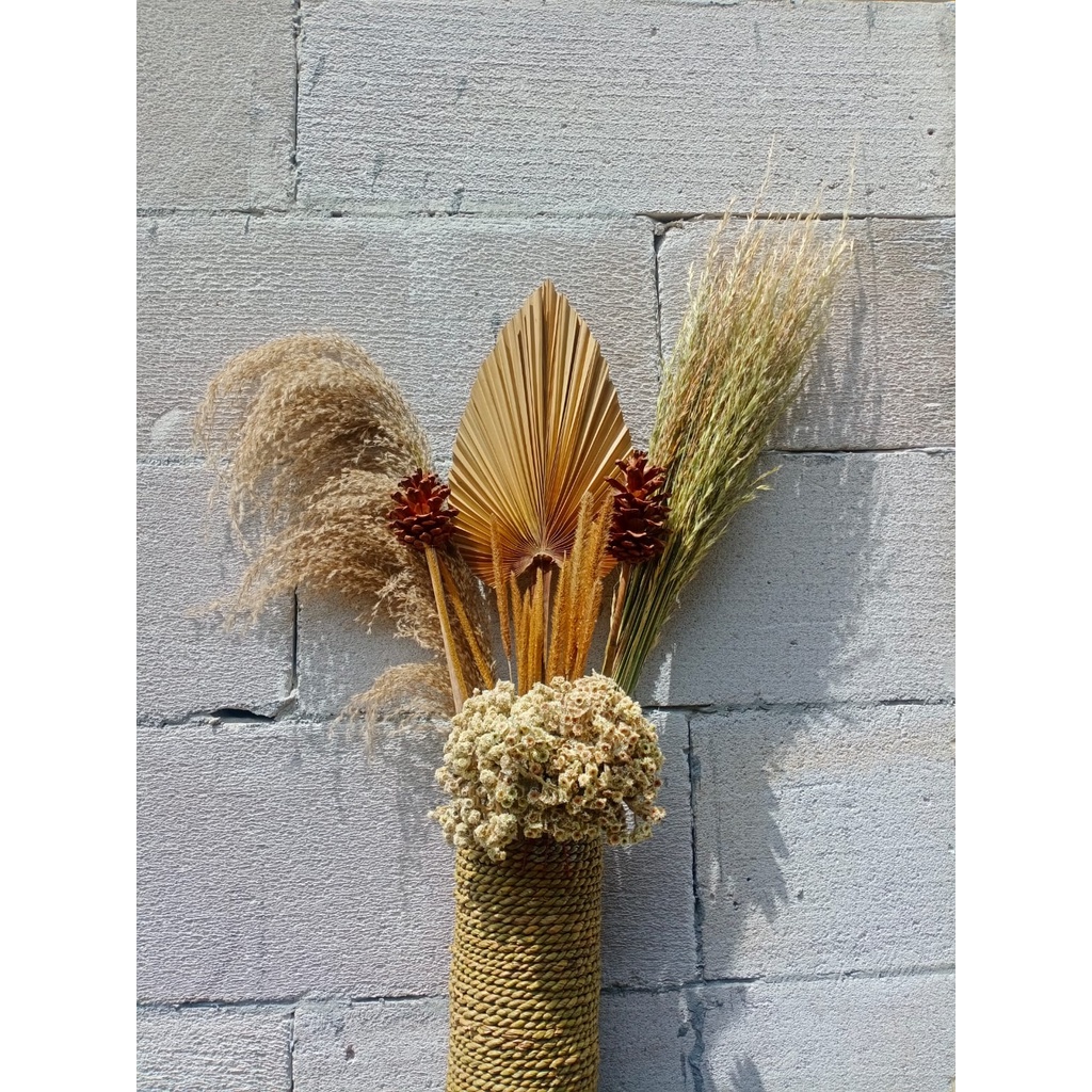 Jual Paket Bunga Kering+Vas+Daun Palem Kering/Dekorasi Bunga Aesthetic ...