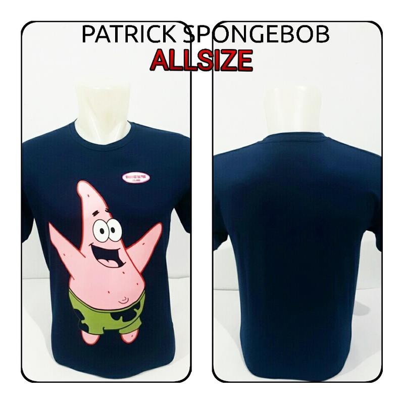Jual Kaos pria dan wanita PATRICK SPONGEBOB siluet SPANDEX RAYON ALLSIZE | Shopee Indonesia