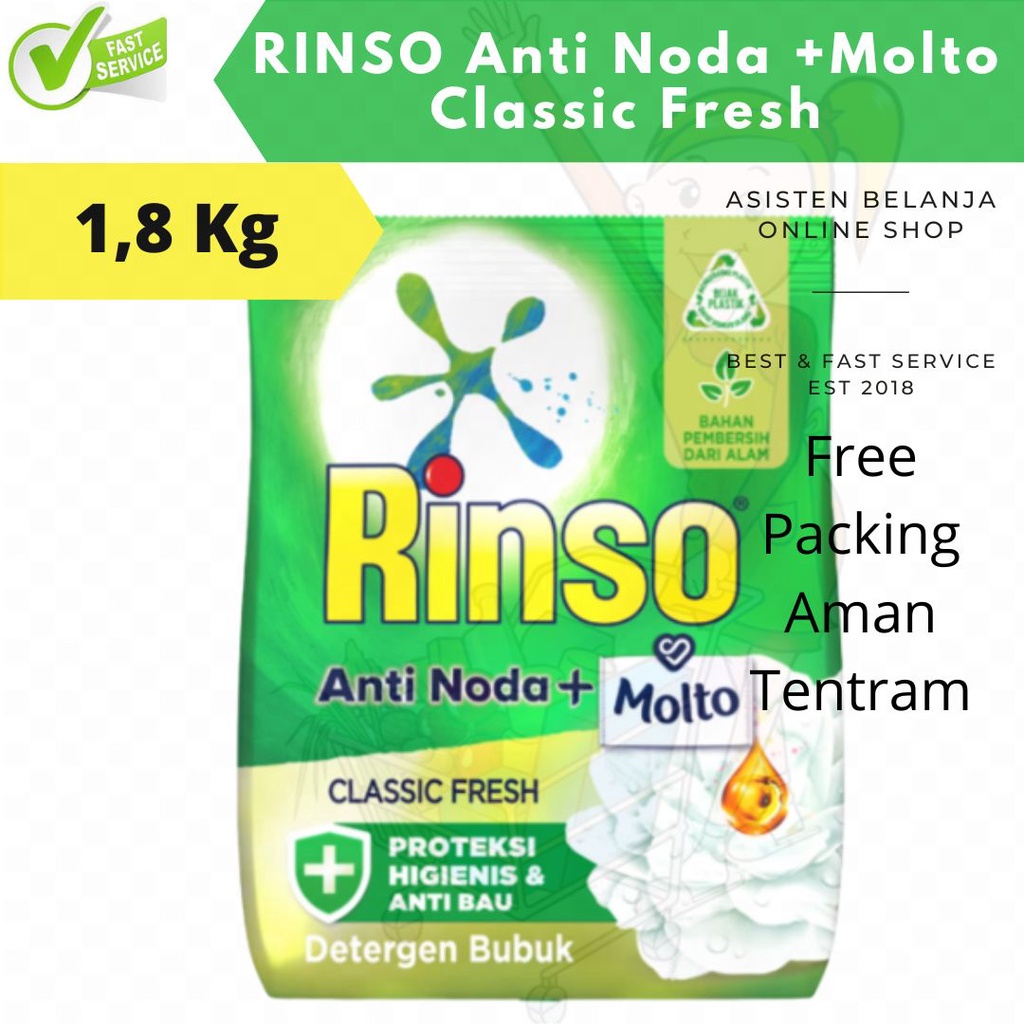Jual Rinso Bubuk 1.8 1,8 kg 1,8kg 1800gr 1800g Anti Noda Classic Fresh ...