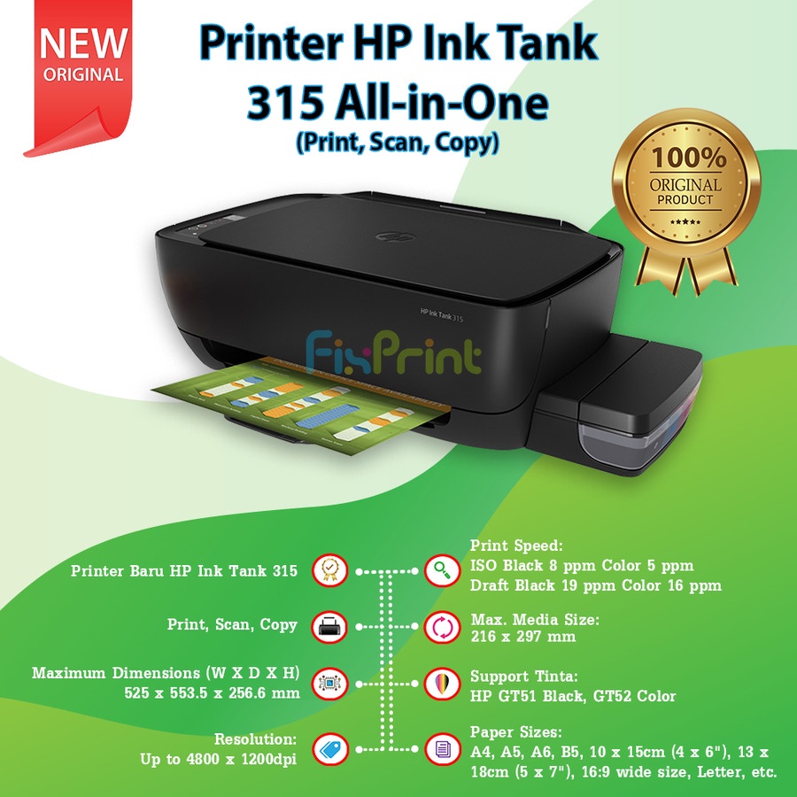 Jual Printer HP Ink Tank 315 Multifungsi All in One Inktank HP 315 ...