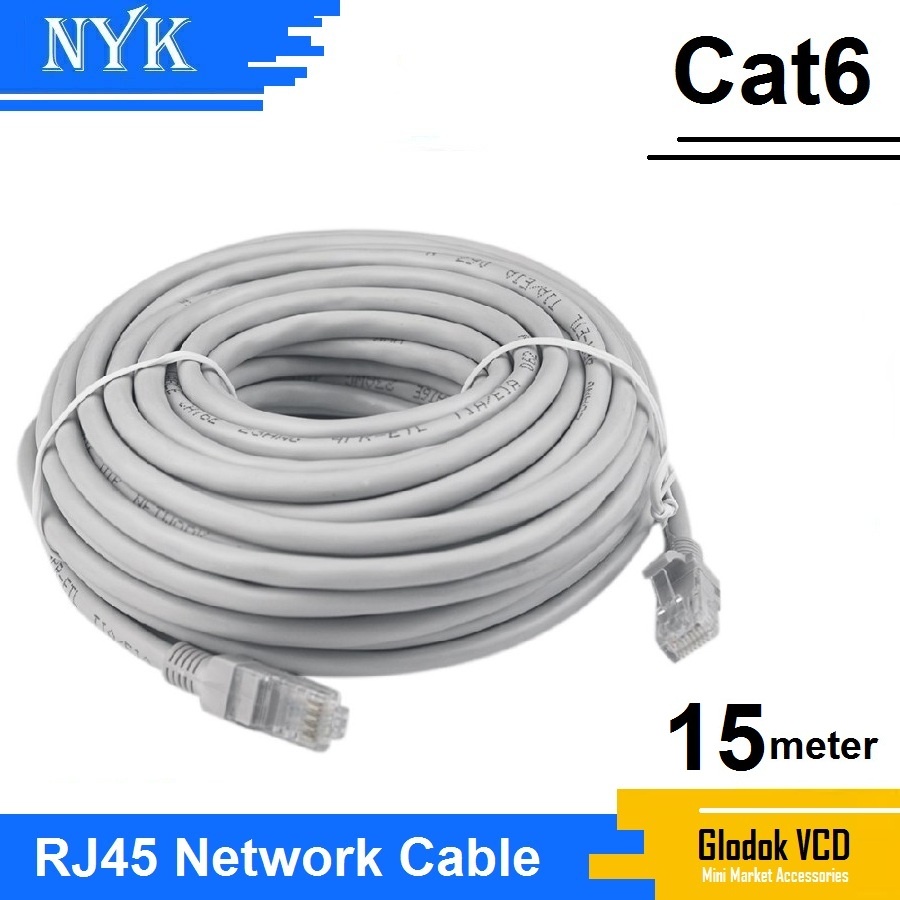 Jual NYK Kabel Lan UTP Cat6E 15M Internet Ethernet Cable Indonesia ...