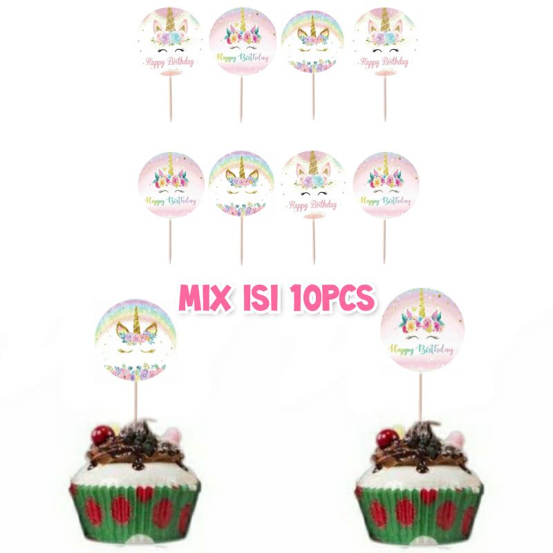 Jual Cake Topper Unicorn Ungu 10pcs Dekorasi Kue Hiasan Kue Ulang