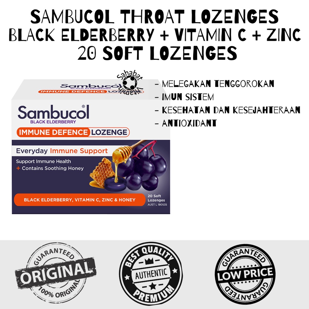 Jual Sambucol Throat Lozenges 20 Soft Lozenges / Permen tenggorokan ...