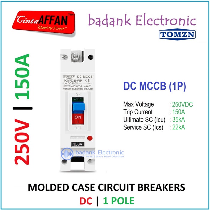 Jual MCCB DC 1P 150A 250V Molded Case Circuit Breaker Panel Surya PLTS ...