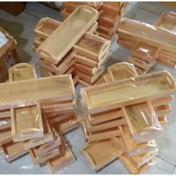 Jual Baki kayu / Nampan kayu / Tray kayu pinus mini serbaguna / Nampan ...
