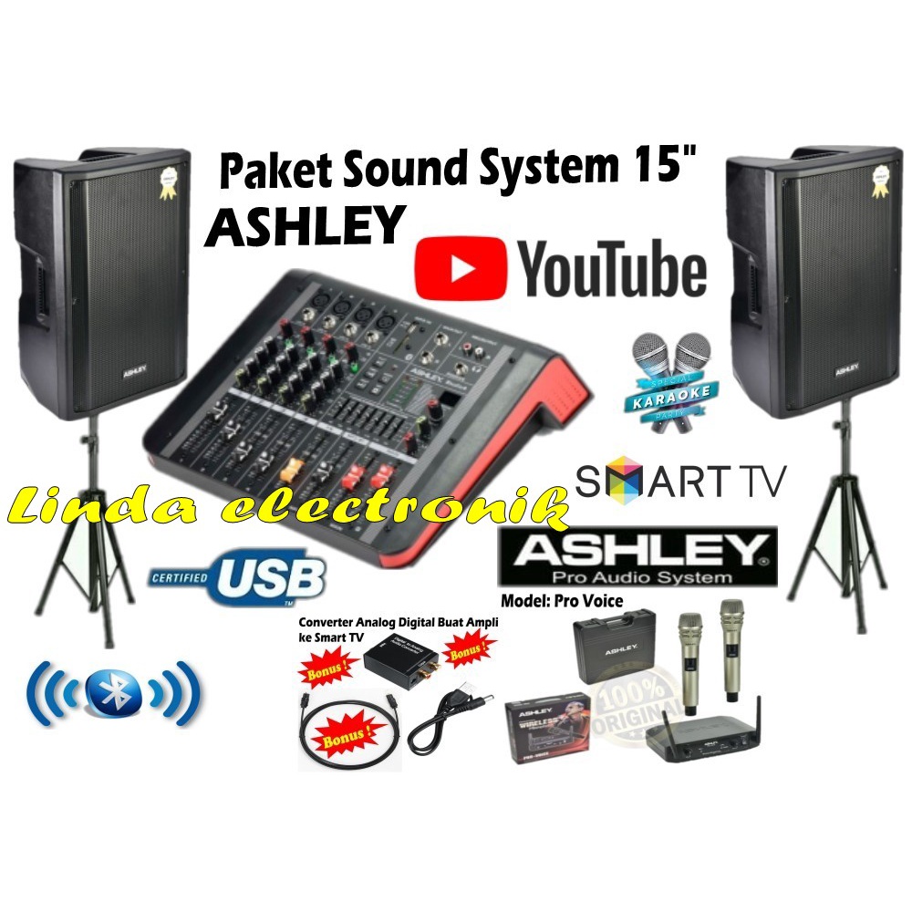 Jual paket sound system ashley ym400p ashley studio 4 15 inch garansi ...