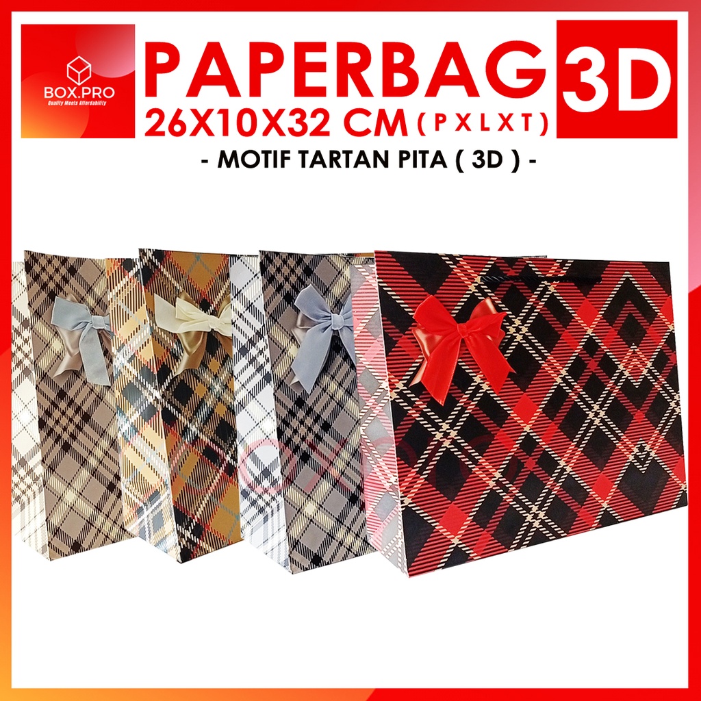 Jual Paperbag Paper Bag Kantong kertas Aneka warna Motif 32x10x26cm ...