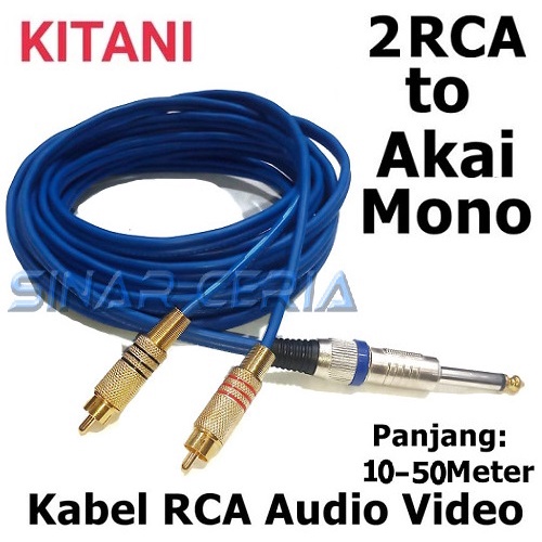 Jual Kabel Jack Akai Mono 6 5mm To 2 RCA Cable Audio 2 To 1 2RCA Gold
