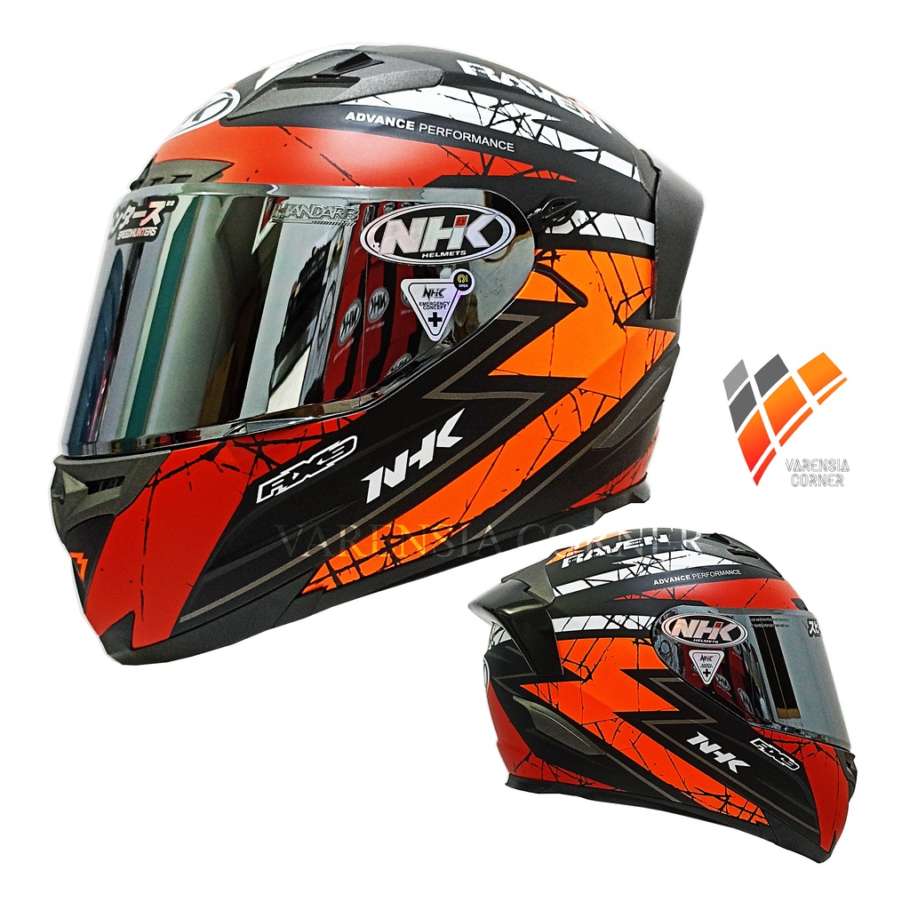 Jual HELM NHK RX9 RAVEN BLACK RED ORANGE DOFF DOUBLE VISOR ORIGINAL NHK ...
