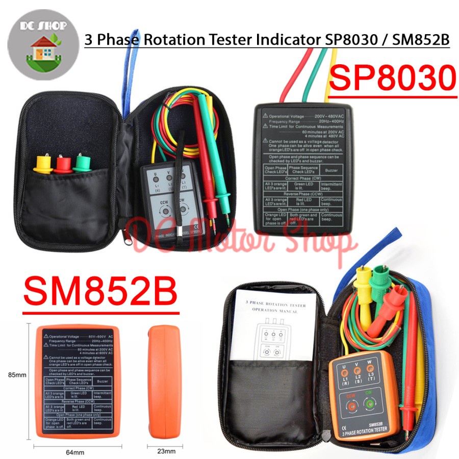 Jual Digital Three 3 Phase Indicator SP8030 SM852B Sequence Rotation ...