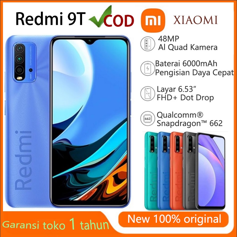 Jual HP Xiaomi Redmi 9T RAM 4GB/128GB 6GB/128GB Snapdragon 662 6.53" FHD+ Quad Camera 6000mAh ...