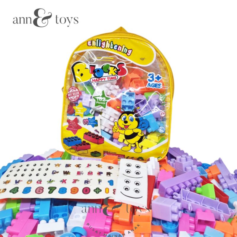Jual Mainan Block Edukasi Balok Susun Happy Time isi 156 PCS | Shopee ...