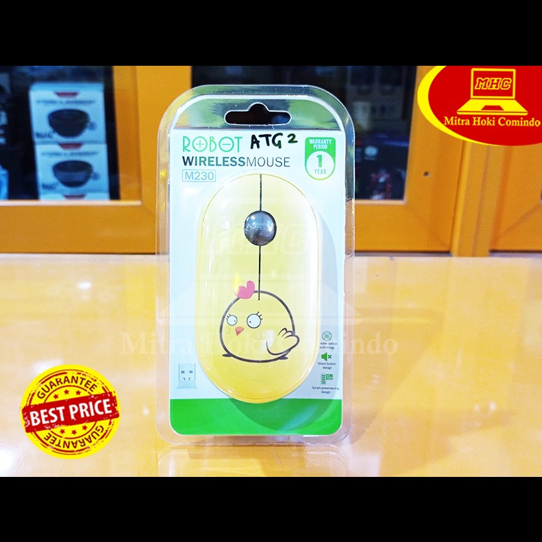 Jual Mouse Wireless Robot Silent M230 Karakter Yellow Kuning Chick ...