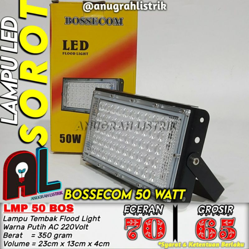 Jual LAMPU SOROT LED 50W Flood Light Tembak Outdoor Slim Bossecom 50 Watt ANUGRAH LISTRIK ...