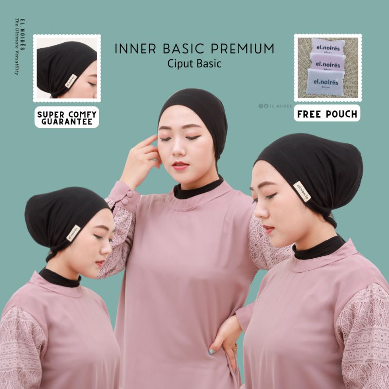 Jual Inner Basic Premium Super Nyaman Adem Anti Panas Ciput Elnoires Free Pouch (Buy 3 Free ...