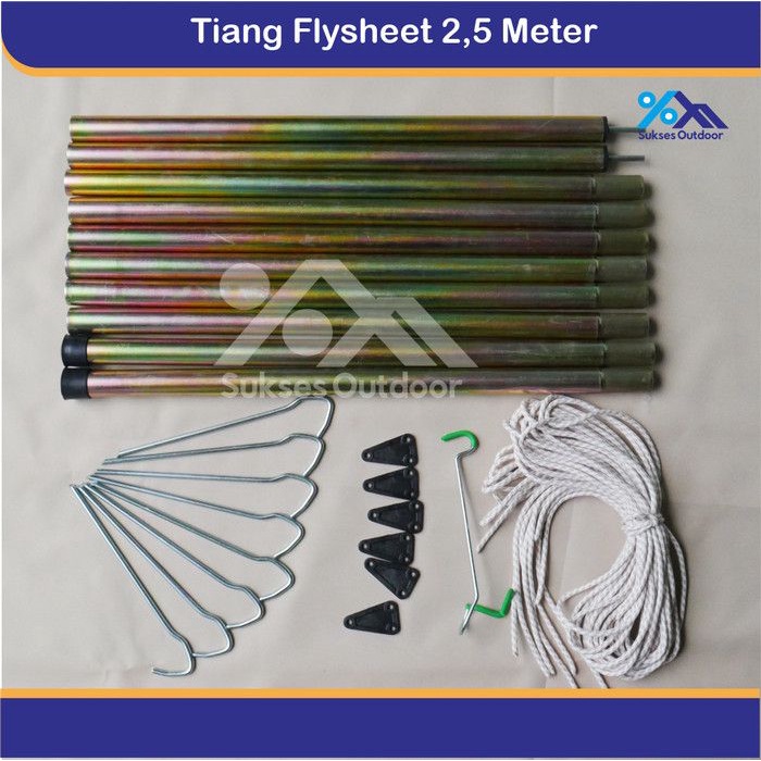 Jual Tiang Flysheet 1 Set Lengkap Tinggi 2,5 Meter Warna Rainbow ...
