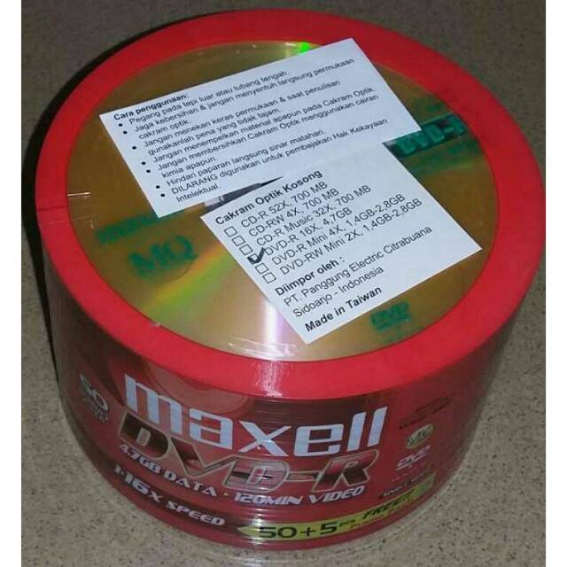 Jual DVD-R MAXELL 16X ROLL 50+50 | Shopee Indonesia